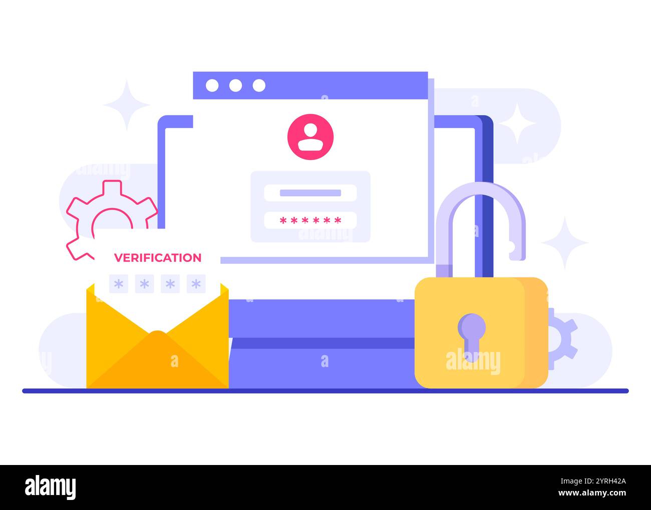 Two Step Verification Flat Illustration Vector Template Otp