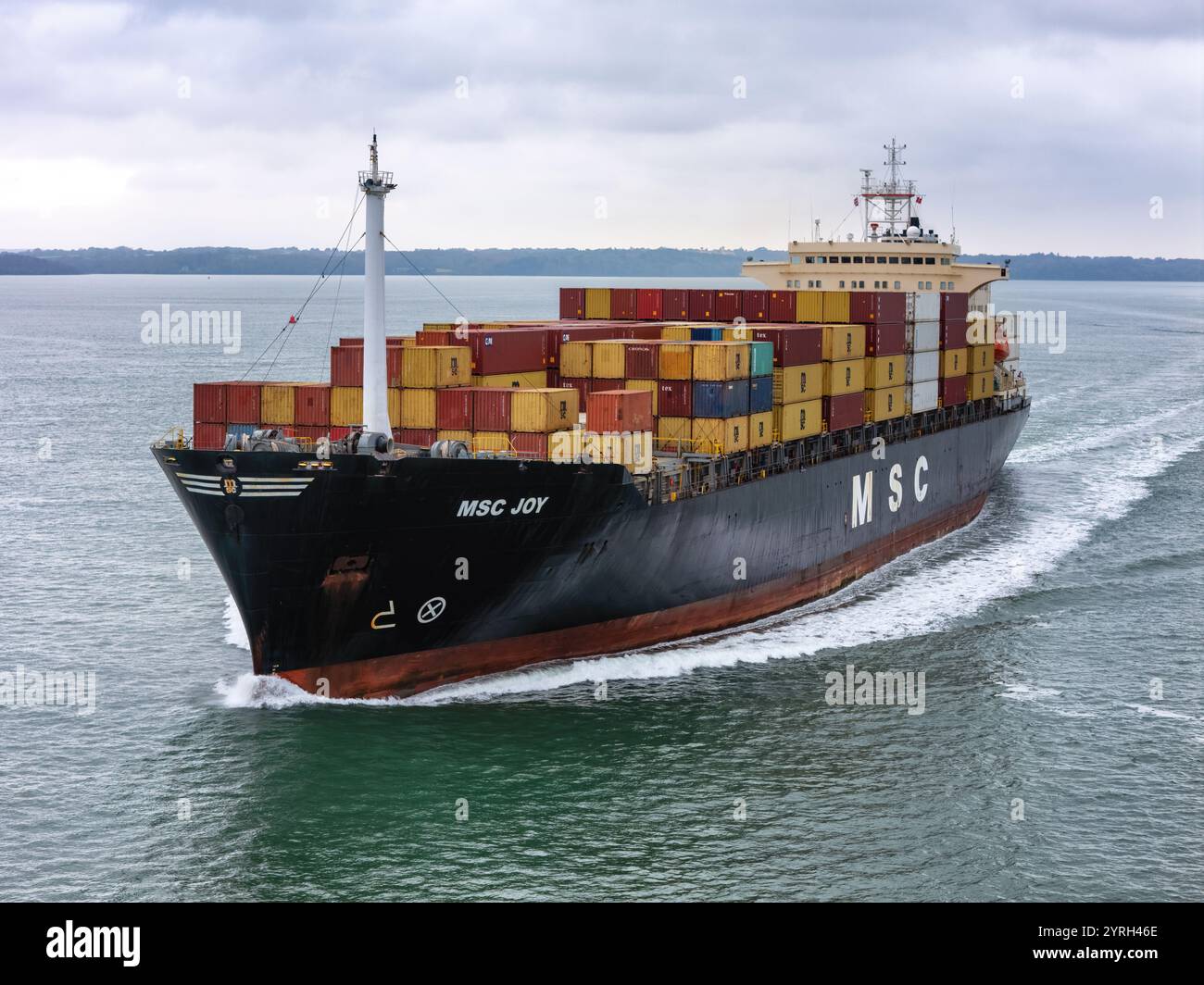 Aerial view of MSC Joy, a feeder container ship operated by the ...