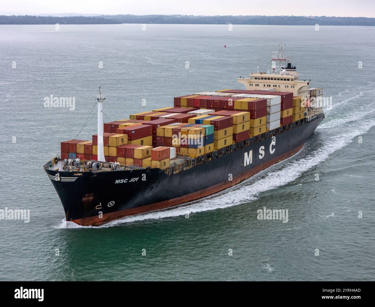 Aerial view of MSC Joy, a feeder container ship operated by the ...