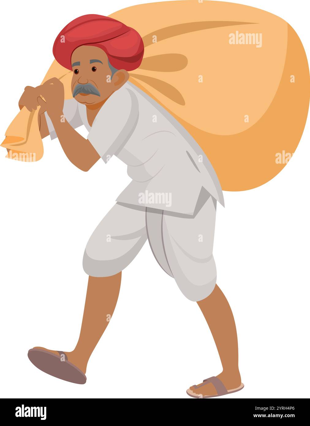 Indian Dhobi Carrying Bags Of Clothes, Indian Washerman Stock Vector ...