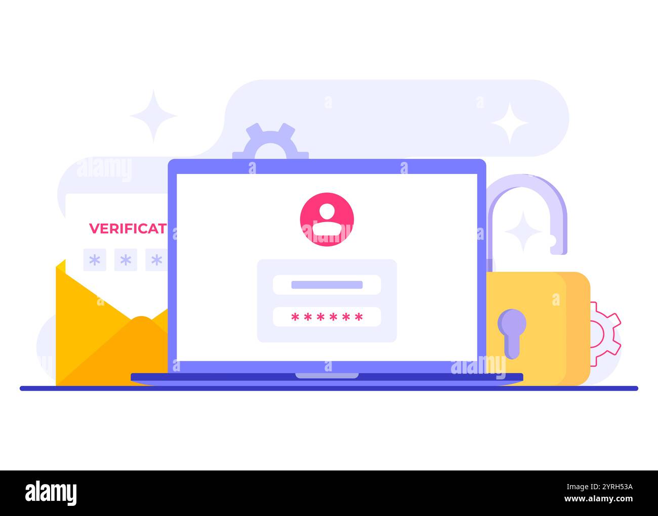 Two-step verification flat illustration vector template, OTP, Authentication password, One-time ...