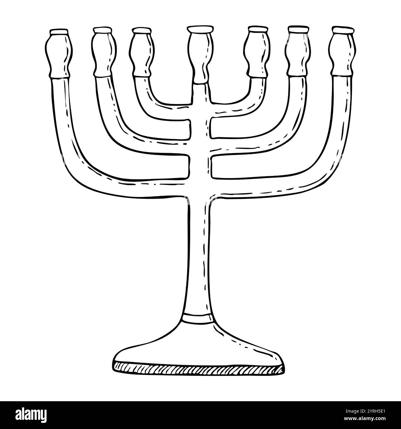 Classic Jewish menorah simple black and white line Stock Vector Image ...