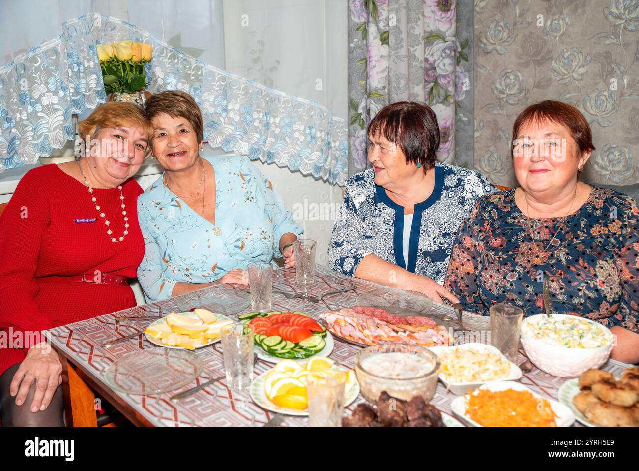 Four Russian friends, two in their 60s and two in their 70s, celebrate ...