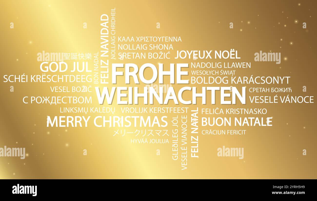 Word cloud with text Merry Christmas in different languages, in the ...