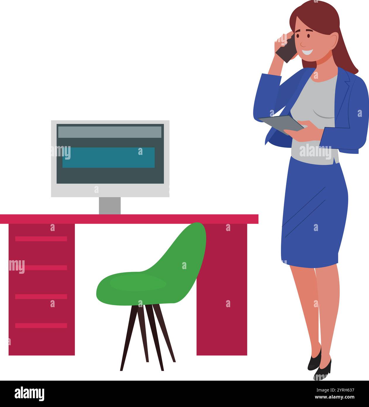 Girl smiling at phone Stock Vector Images - Alamy