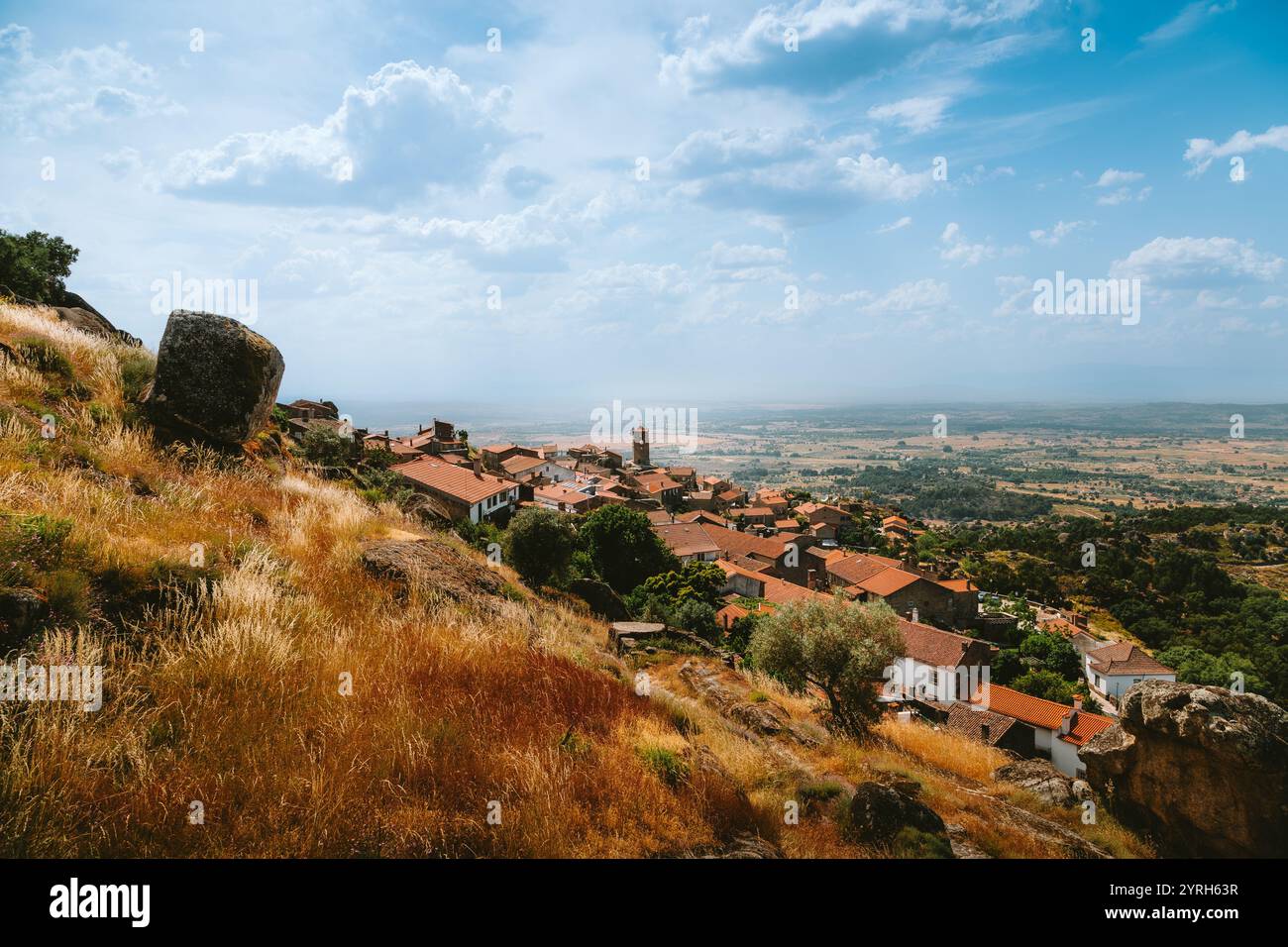 Monsanto medieval village built among large granite boulders dominates ...