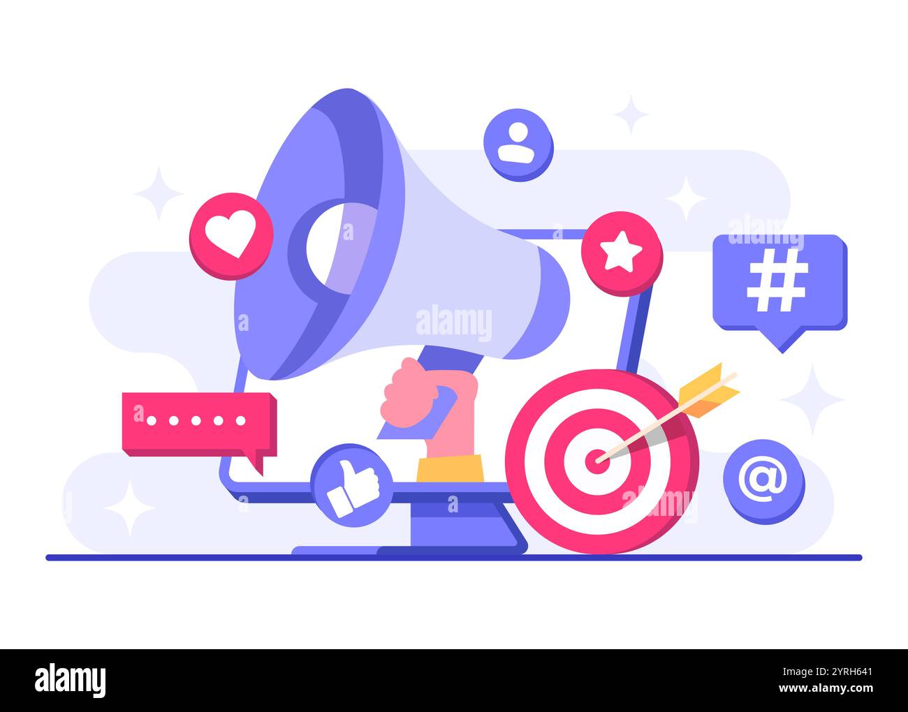 Digital marketing flat vector illustration, Ad campaign and online ...