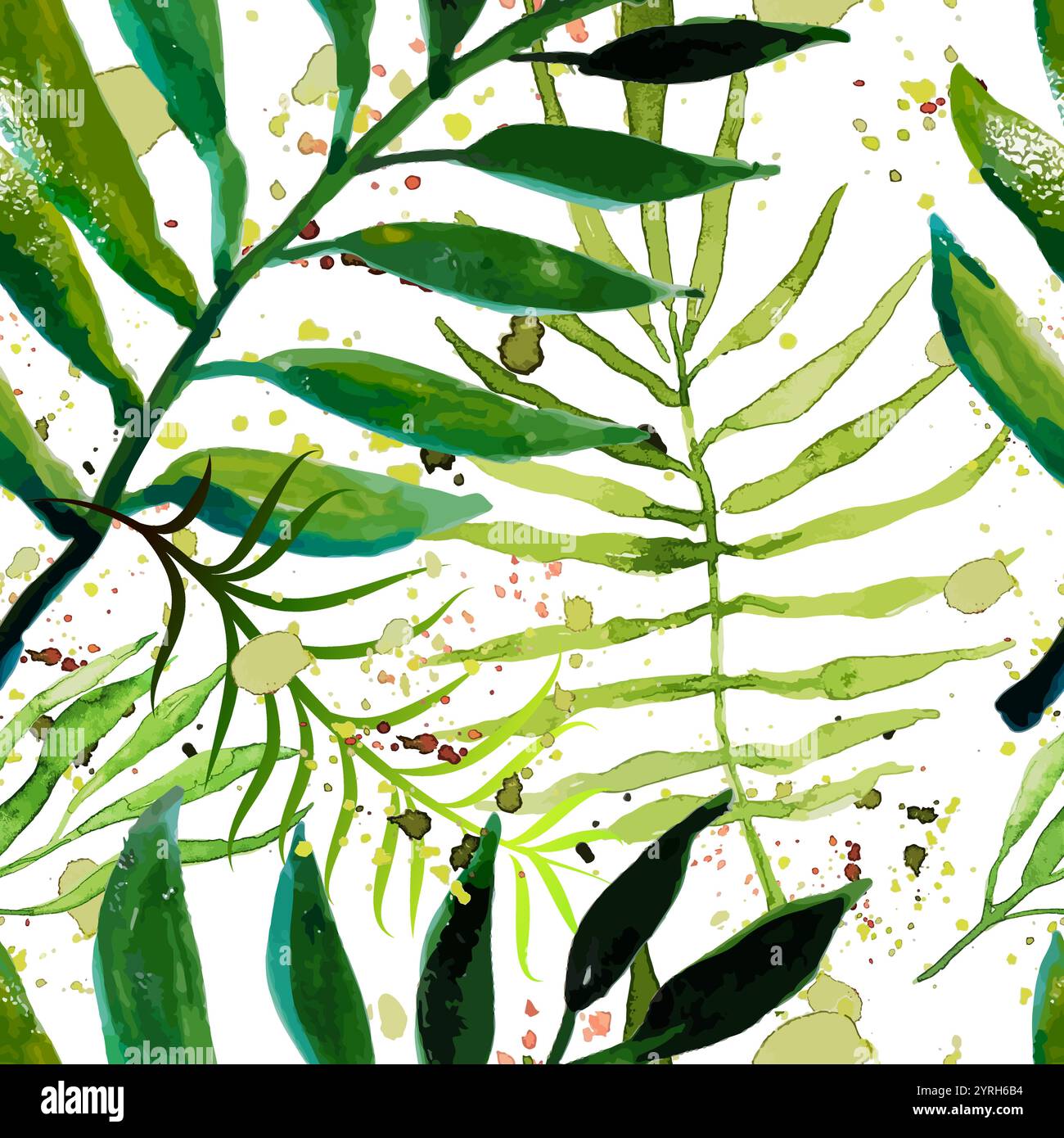 Seamless background palm leaves. Hand drawing. Not AI, Vector ...