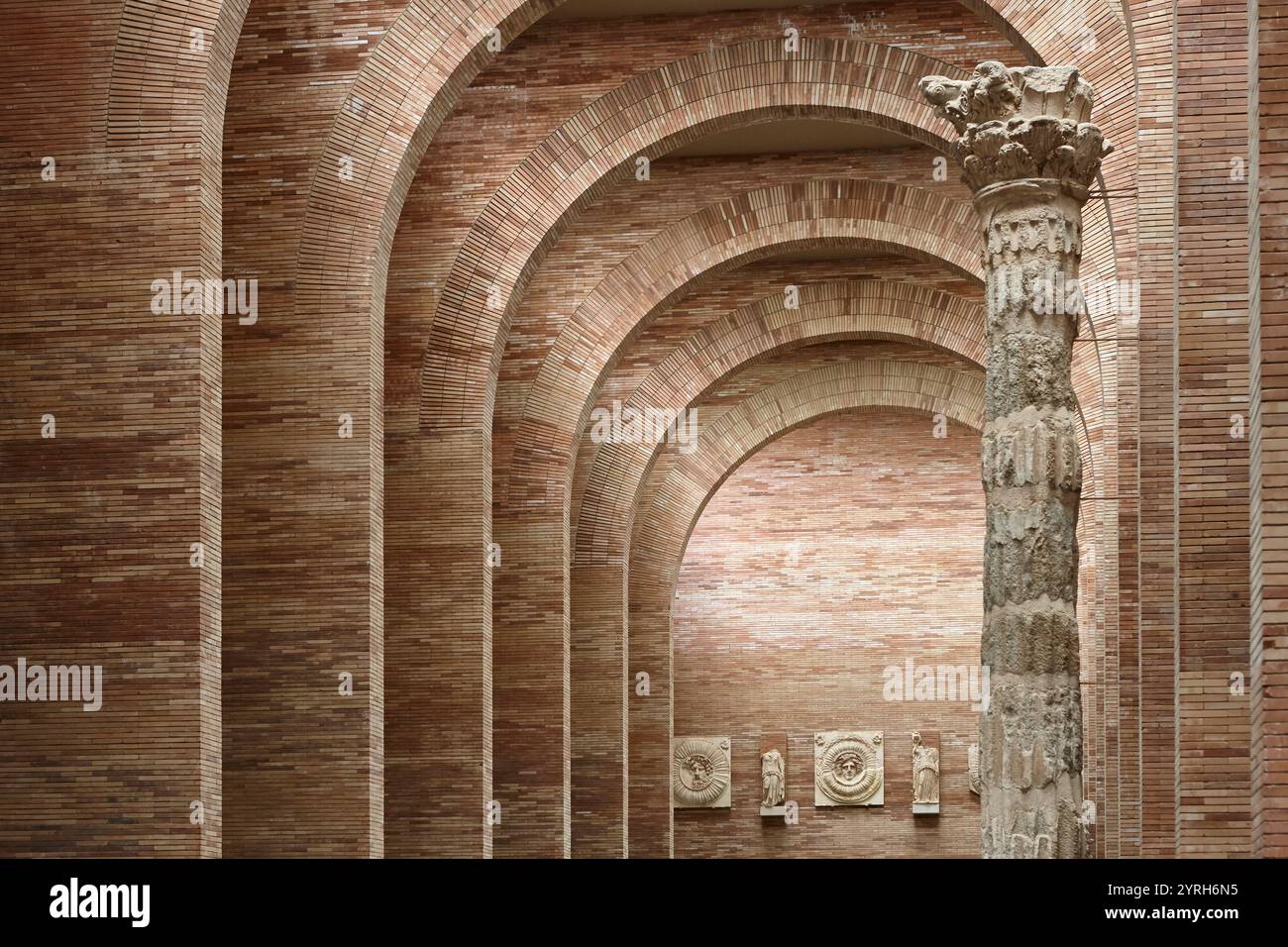 Roman museum interior in Merida. Caceres, Extremadura. Architecture in ...