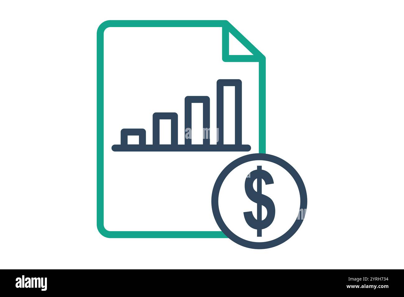 Cost icon. line icon style. document with dollar and chart. icon ...