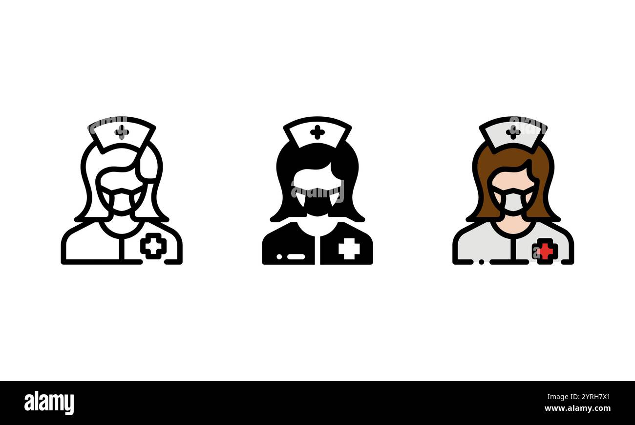 nurse icon. vector icon with outline, glyph, and filled outline style ...