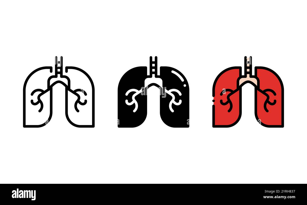 Human anatomical lungs Icon. vector icon with outline, glyph, and ...