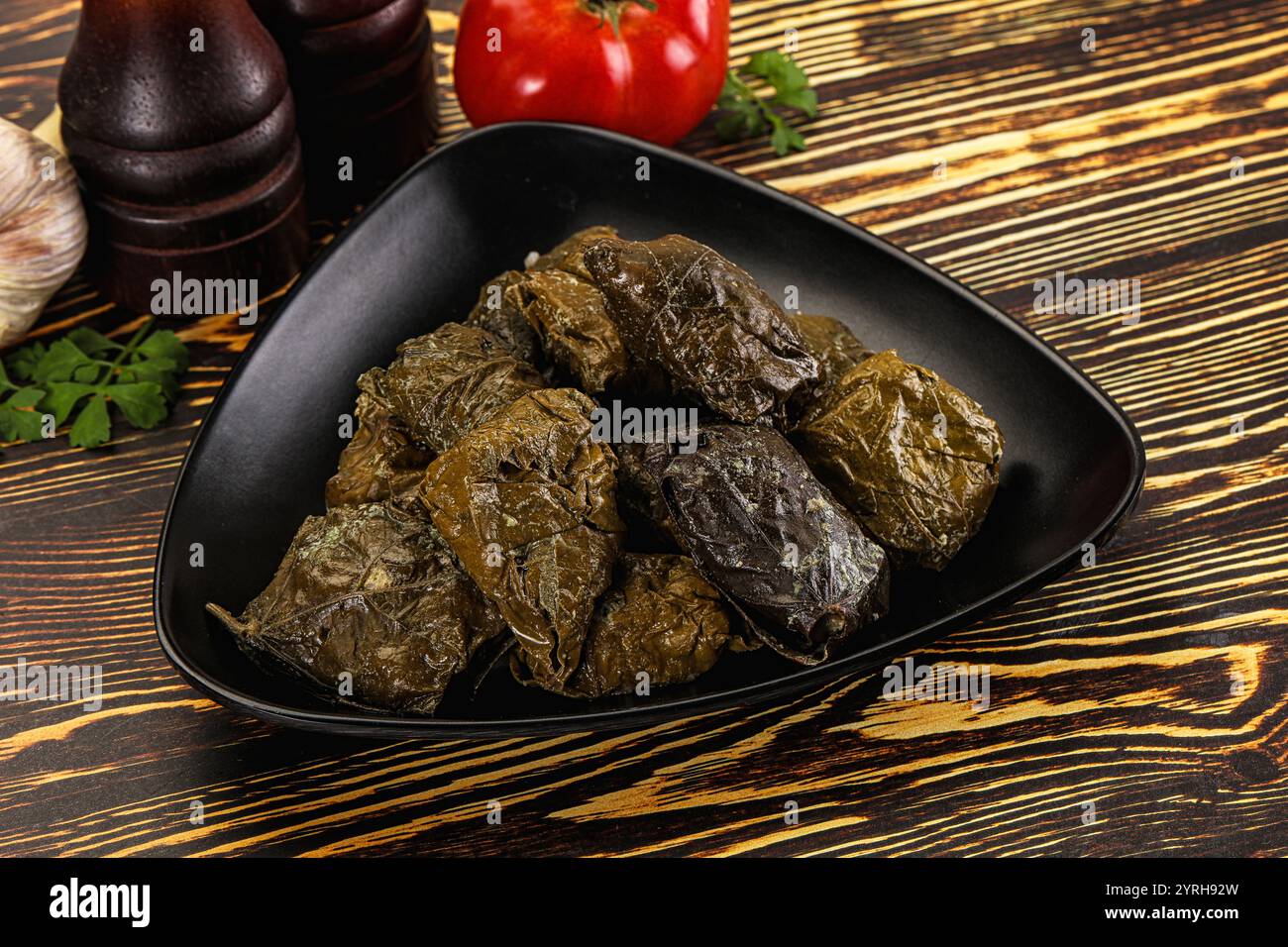 Stuffed dolma - various meat in grape leaves Stock Photo - Alamy