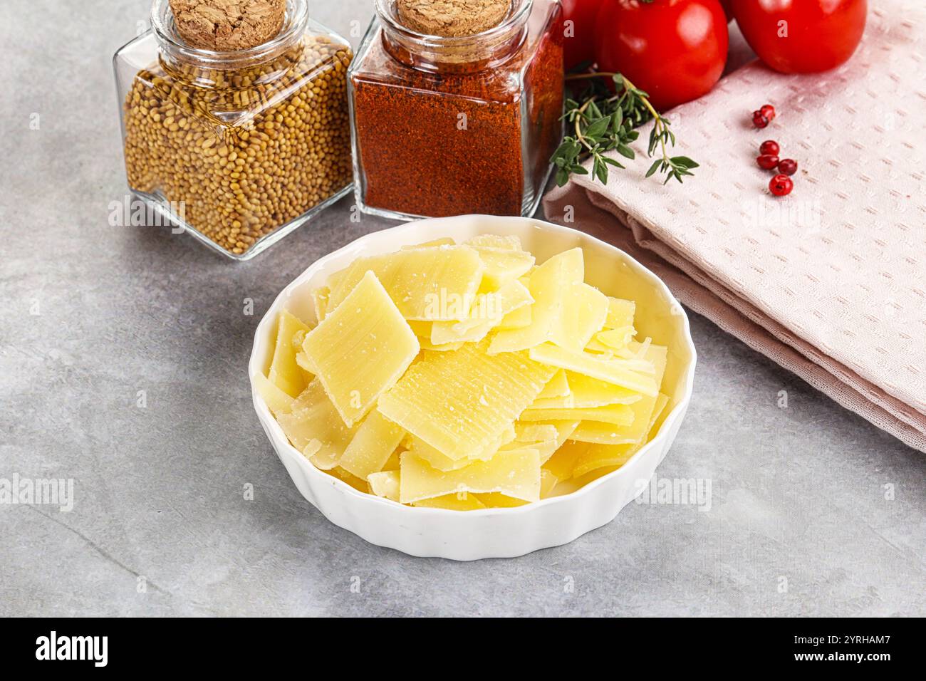 Delicous Sliced parmesan cheese in the bowl Stock Photo - Alamy