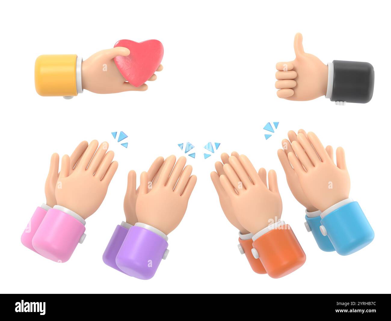 Cartoon Gesture Icon Mockup.Set of people hands clapping, giving likes. Applause, ovation ...