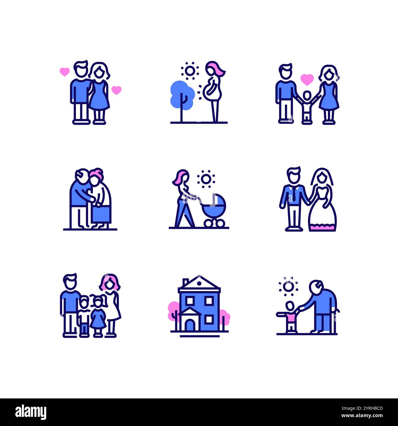 Family life - line design style icons set Stock Vector Image & Art - Alamy