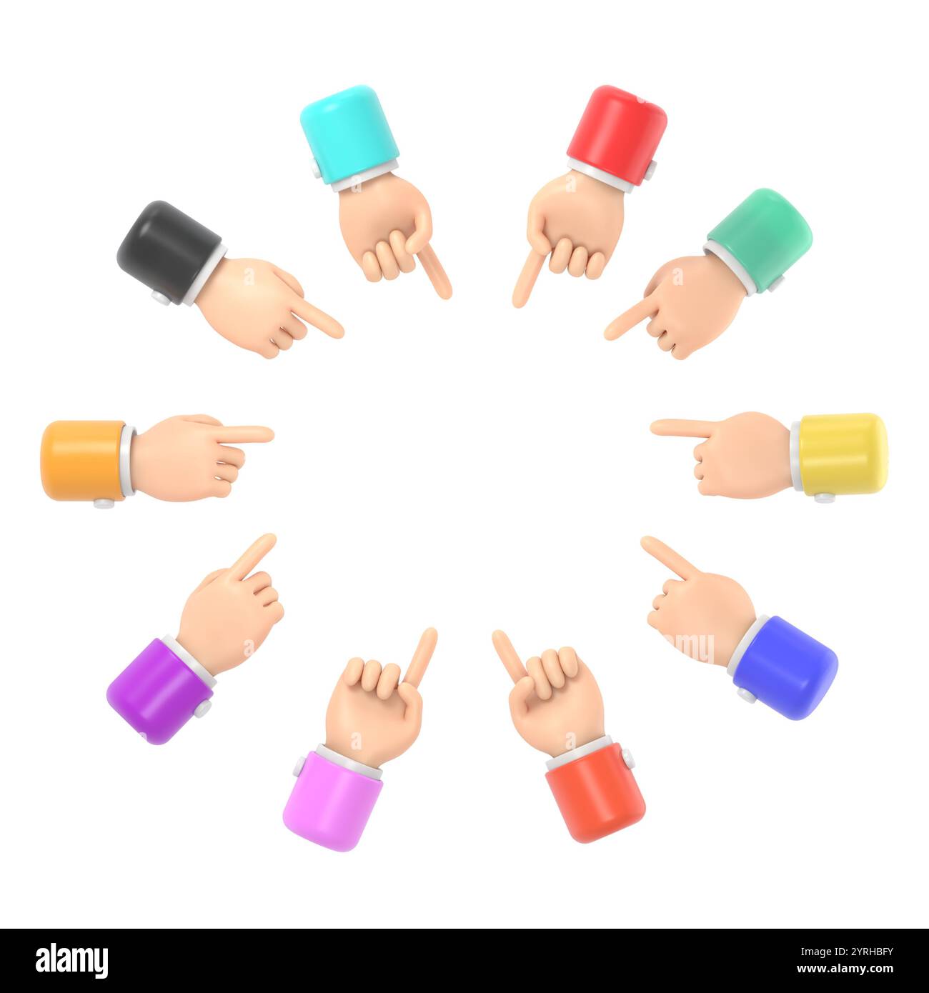 Cartoon Gesture Icon Mockup.Fingers pointing at empty place. Stock flat ...