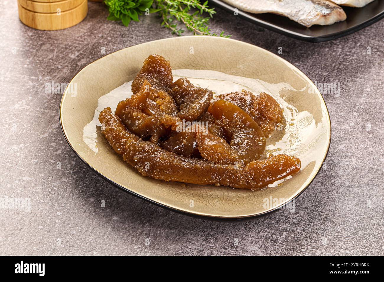 Salted Herring roe snack in the plate Stock Photo - Alamy