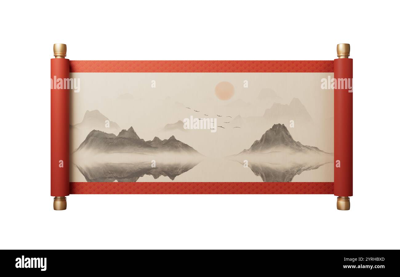 Ancient china landscape illustration hi-res stock photography and ...