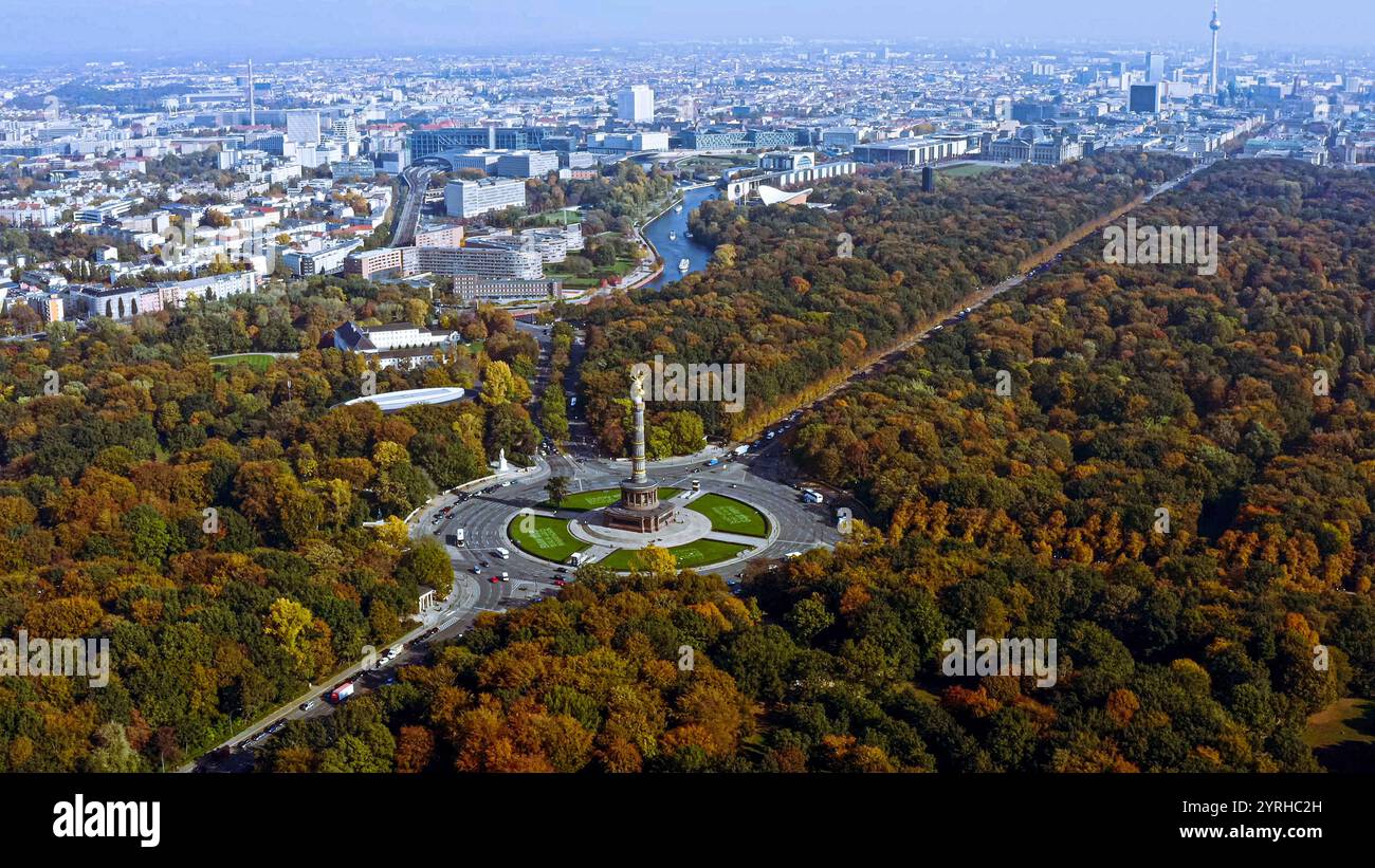 Captivating aerial view of the Victory Column (Siegessäule) surrounded ...