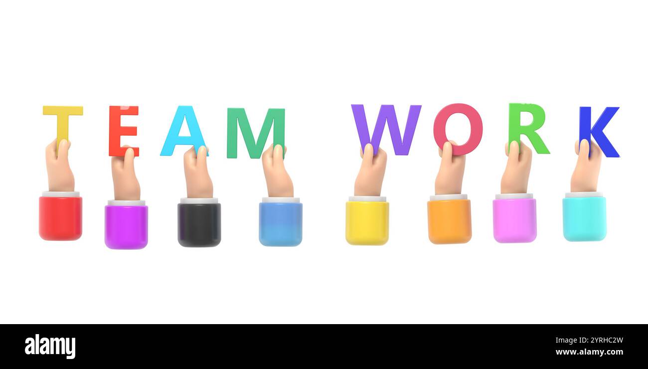 Cartoon Gesture Icon Mockup.Hands hold the letters with the word ...