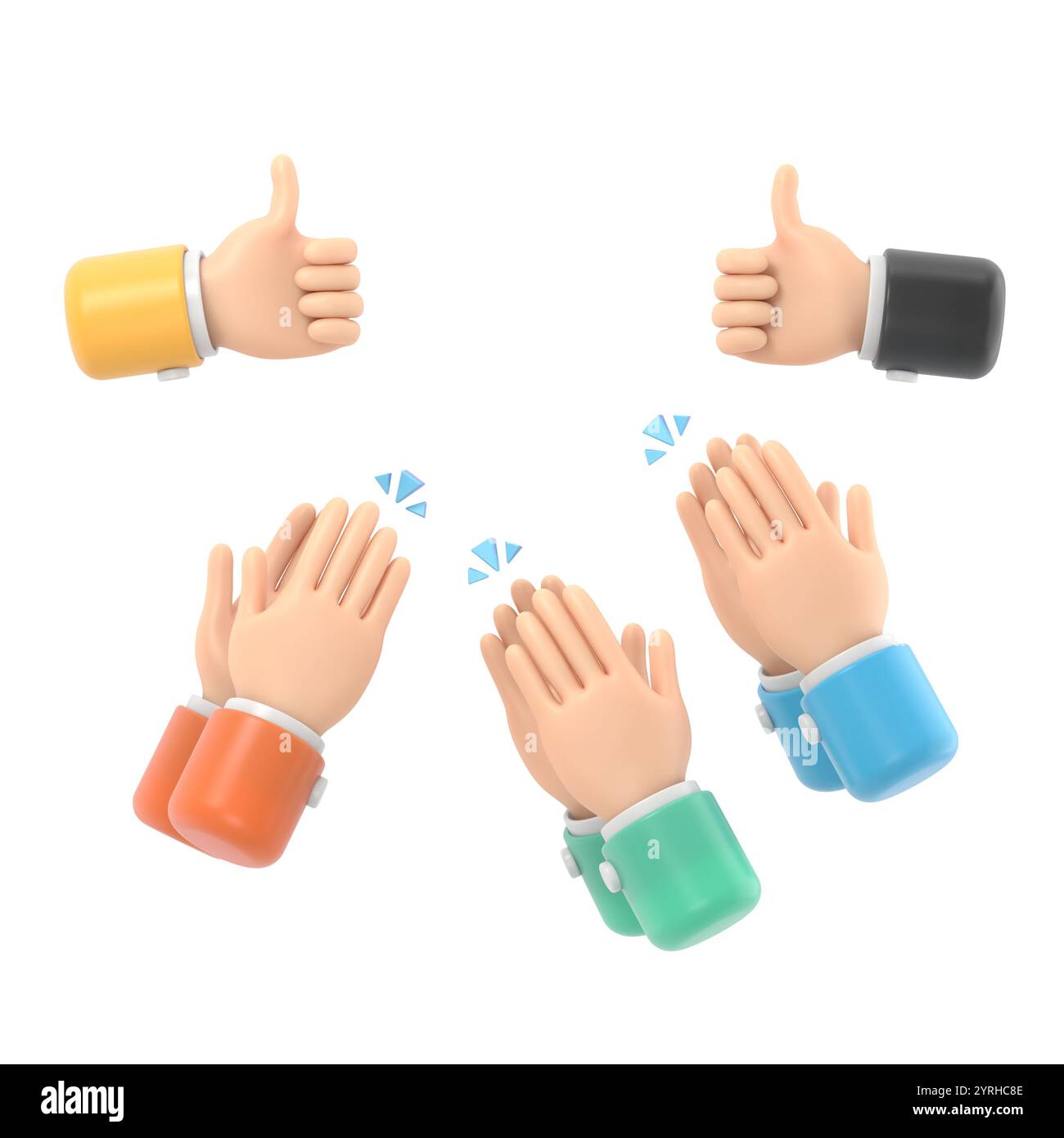 Set of people hands clapping, giving likes. Applause, ovation, celebrating, rapture. Flat doodle ...