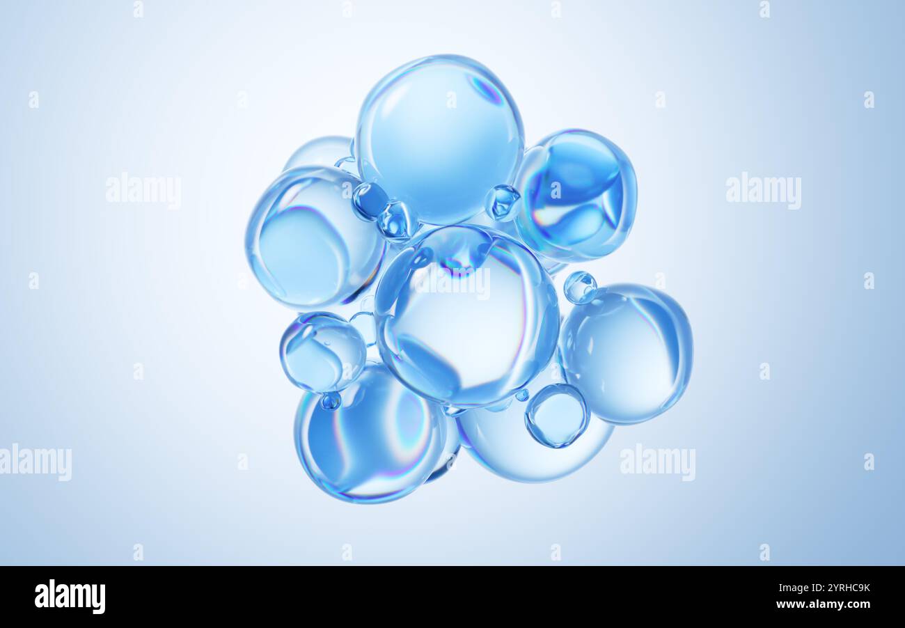 Transparent blue liquid bubbles background, 3d rendering. 3D illustration Stock Photo - Alamy