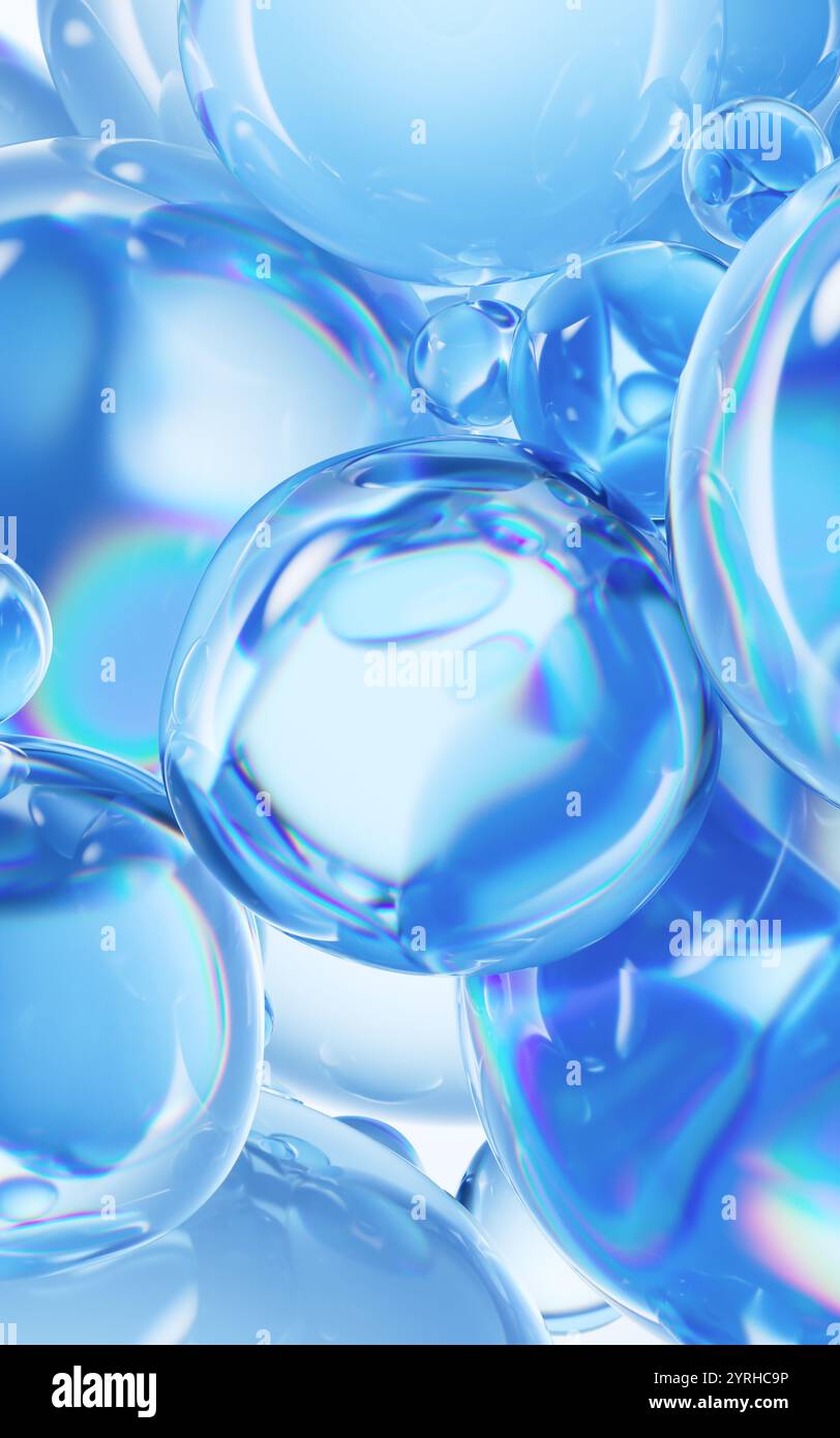 Transparent blue liquid bubbles background, 3d rendering. 3D illustration Stock Photo - Alamy
