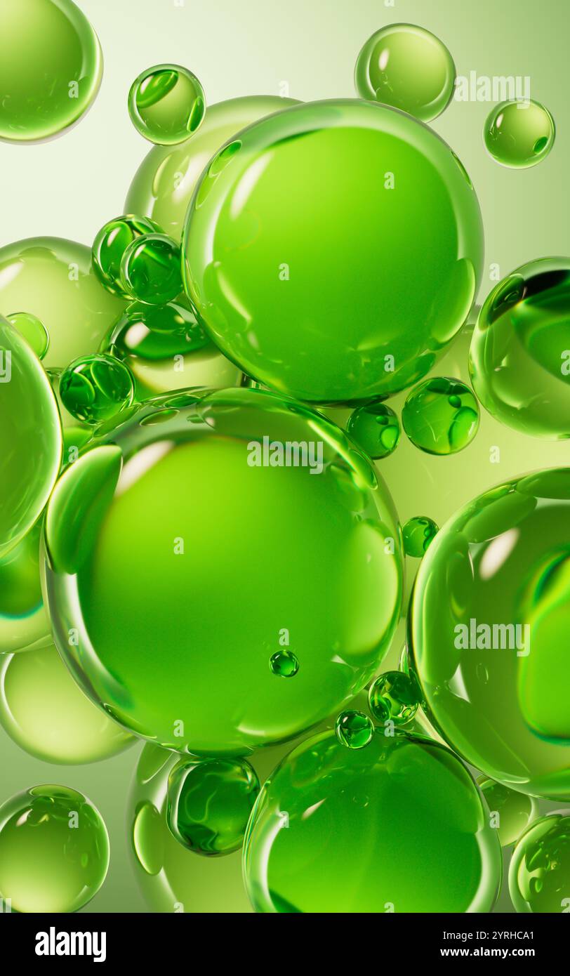 Transparent green liquid bubbles background, 3d rendering. 3D illustration Stock Photo - Alamy
