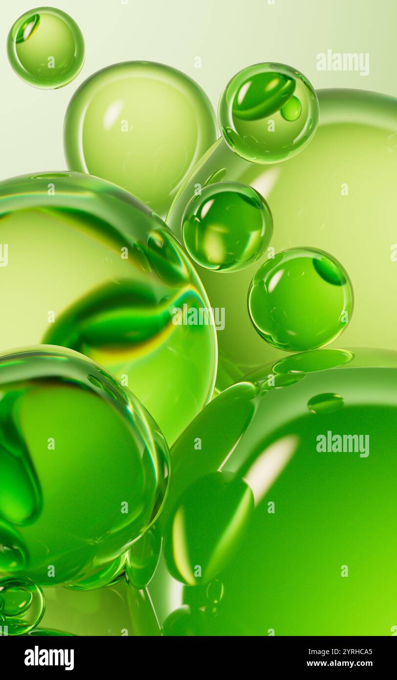 Transparent green liquid bubbles background, 3d rendering. 3D illustration Stock Photo - Alamy