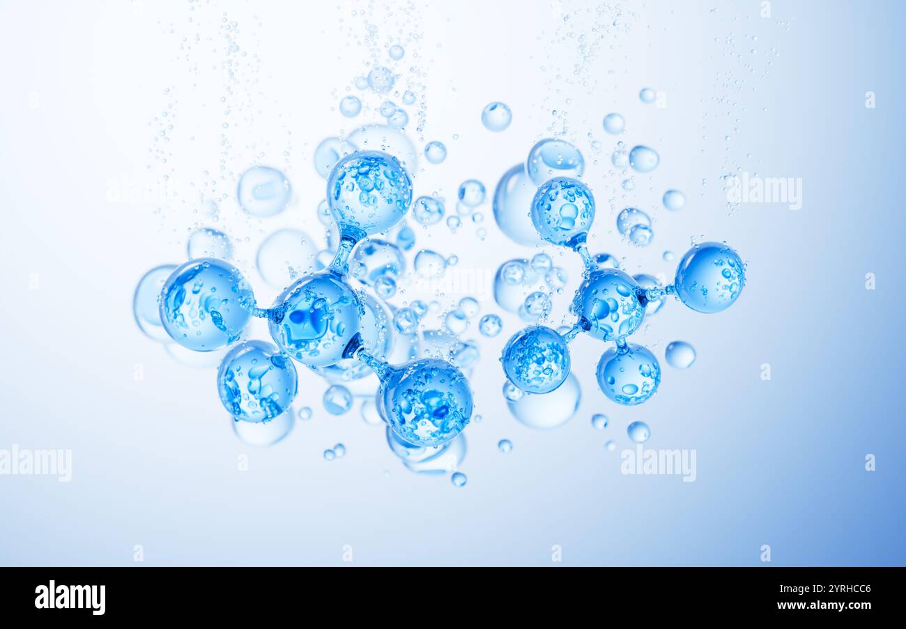 Transparent blue liquid water bubbles underwater, 3d rendering. 3D illustration Stock Photo - Alamy