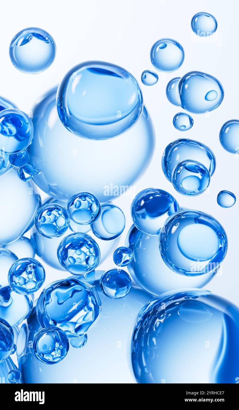 Transparent blue liquid bubbles background, 3d rendering. 3D illustration Stock Photo - Alamy