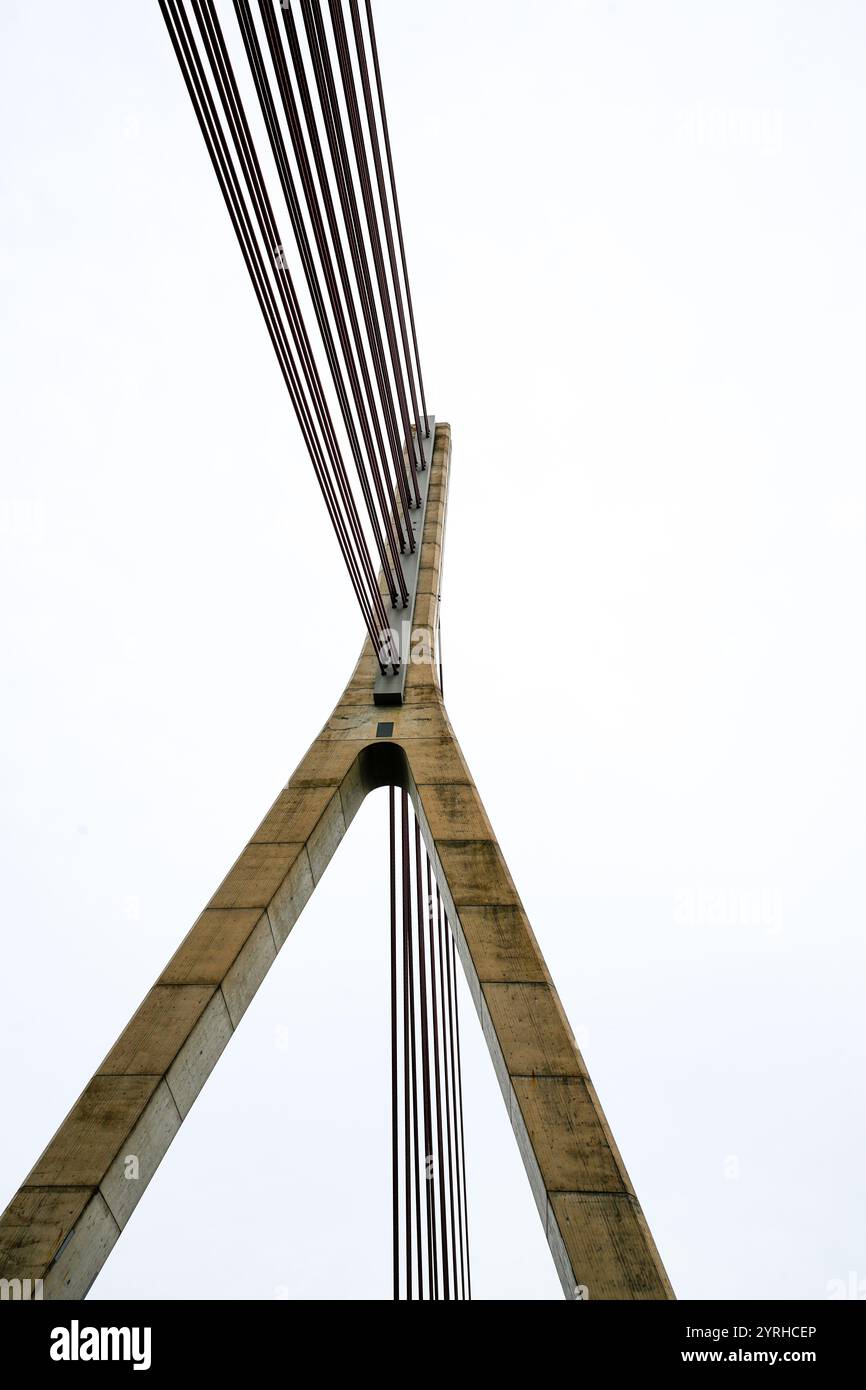 Detail of the Lower Rhine Bridge in Wesel. Road bridge over the Rhine ...