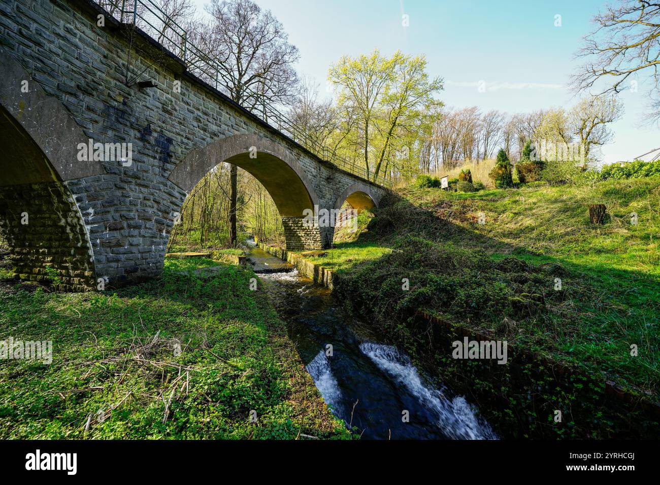 View of the Plessen viaduct near the Hasper dam. Old valley bridge in ...