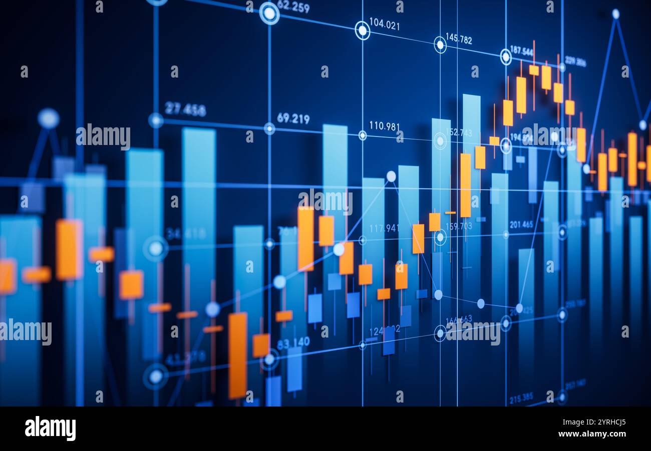 Statistical graph with business finance concept, 3d rendering. 3D ...