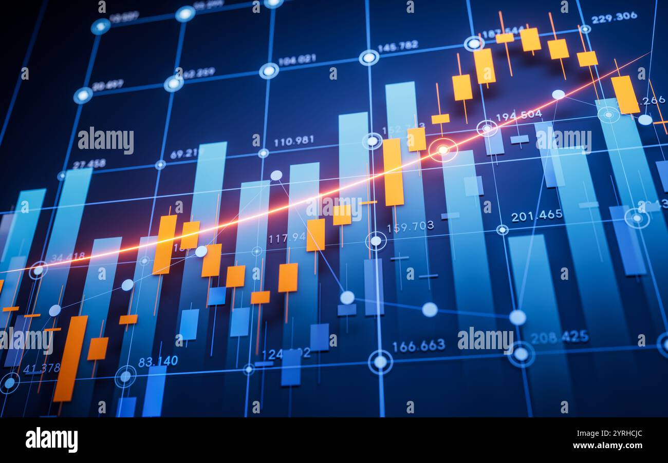Statistical graph with business finance concept, 3d rendering. 3D illustration Stock Photo - Alamy