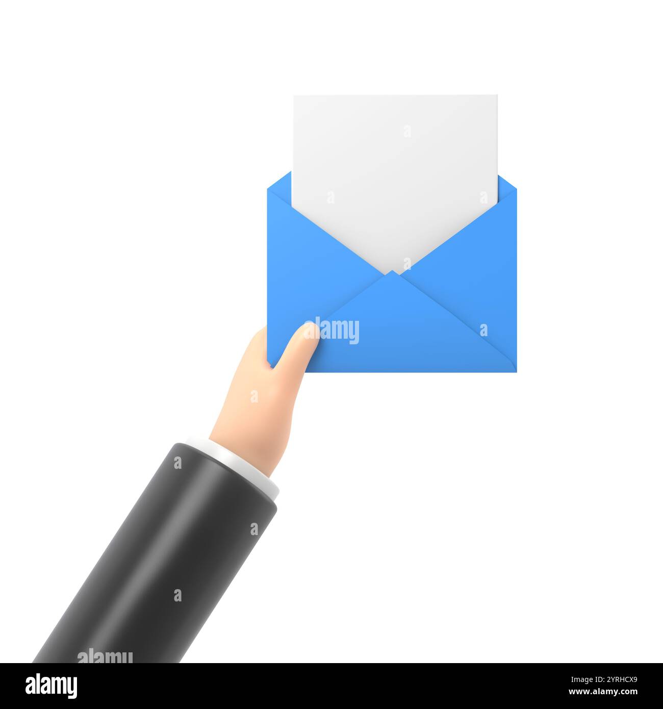 Envelope holding in the hand. Email message concept, sending. Postman ...