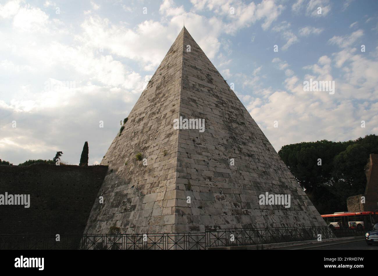 Roman Art. Pyramid of Cestius (Piramide di Caio Cestio). Ancient pyramid was built about 18 BC ...