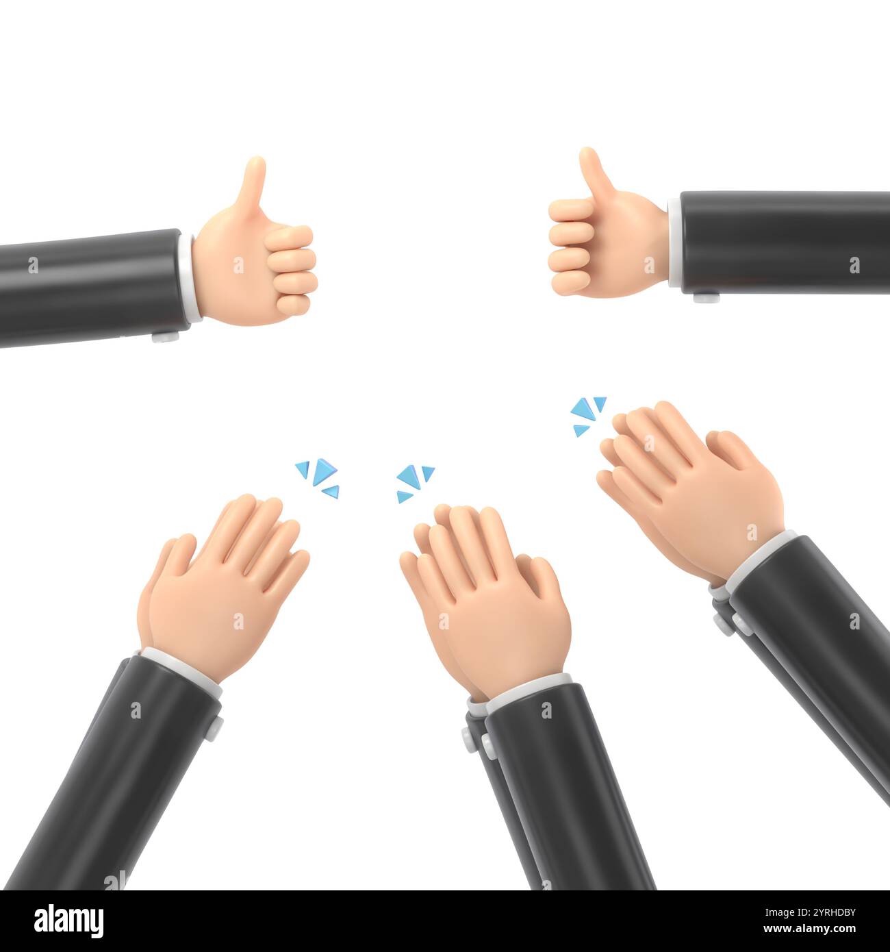 Set of people hands clapping, giving likes. Applause, ovation ...