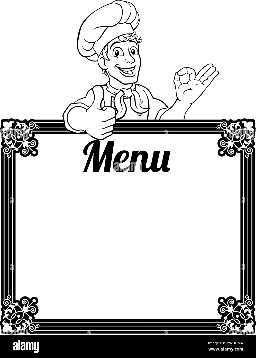 Chef Cook Baker Cartoon Man Menu Sign Background Stock Vector Image ...