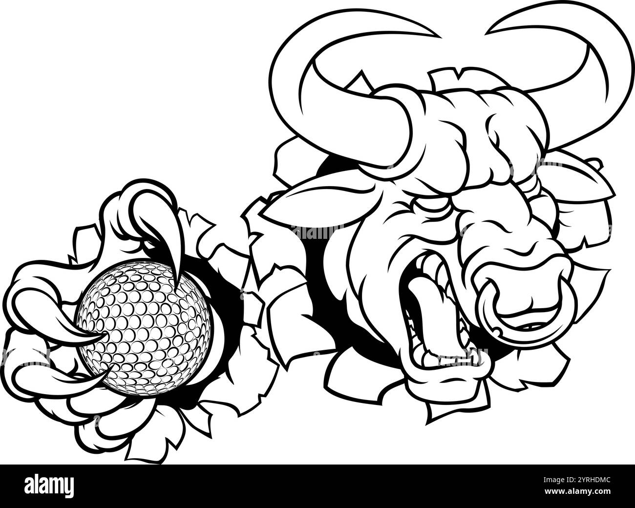 Bull Minotaur Longhorn Cow Golf Mascot Cartoon Stock Vector Image & Art ...