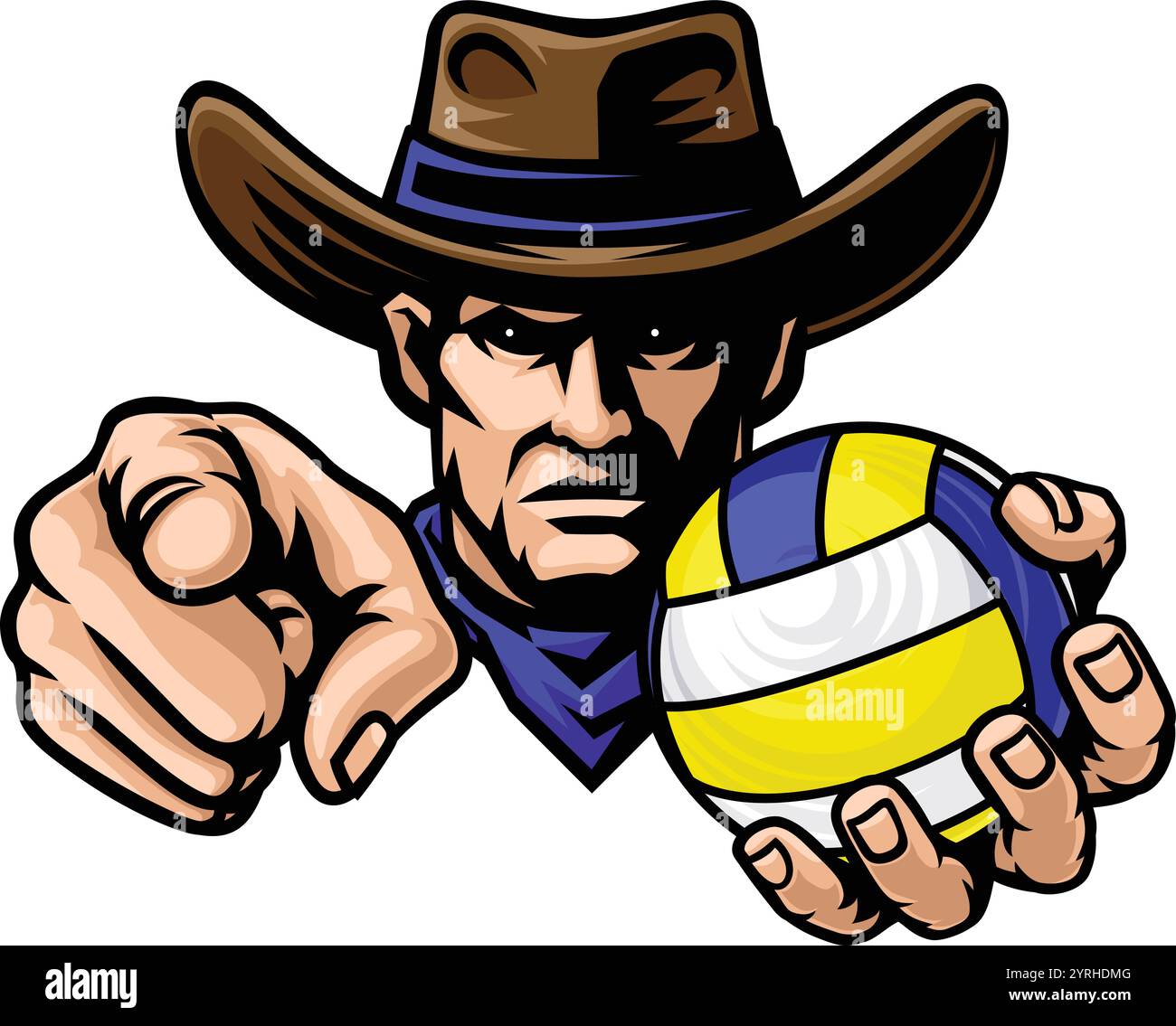 Cowboy Man Volleyball Cowboys Sports Team Mascot Stock Vector Image ...