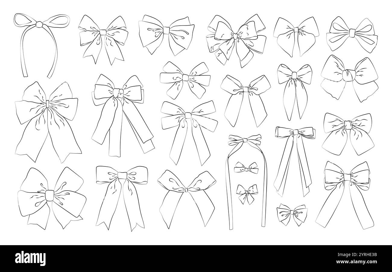 Collection of Colorful Hand Drawn Ribbon Bows Stock Vector Image & Art ...
