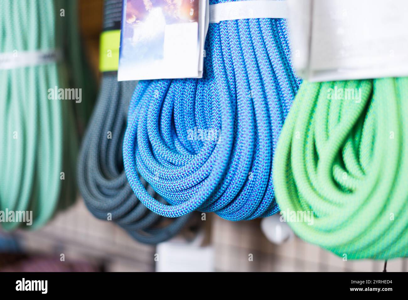 Climbing ropes for rock climbing on mountains Stock Photo - Alamy