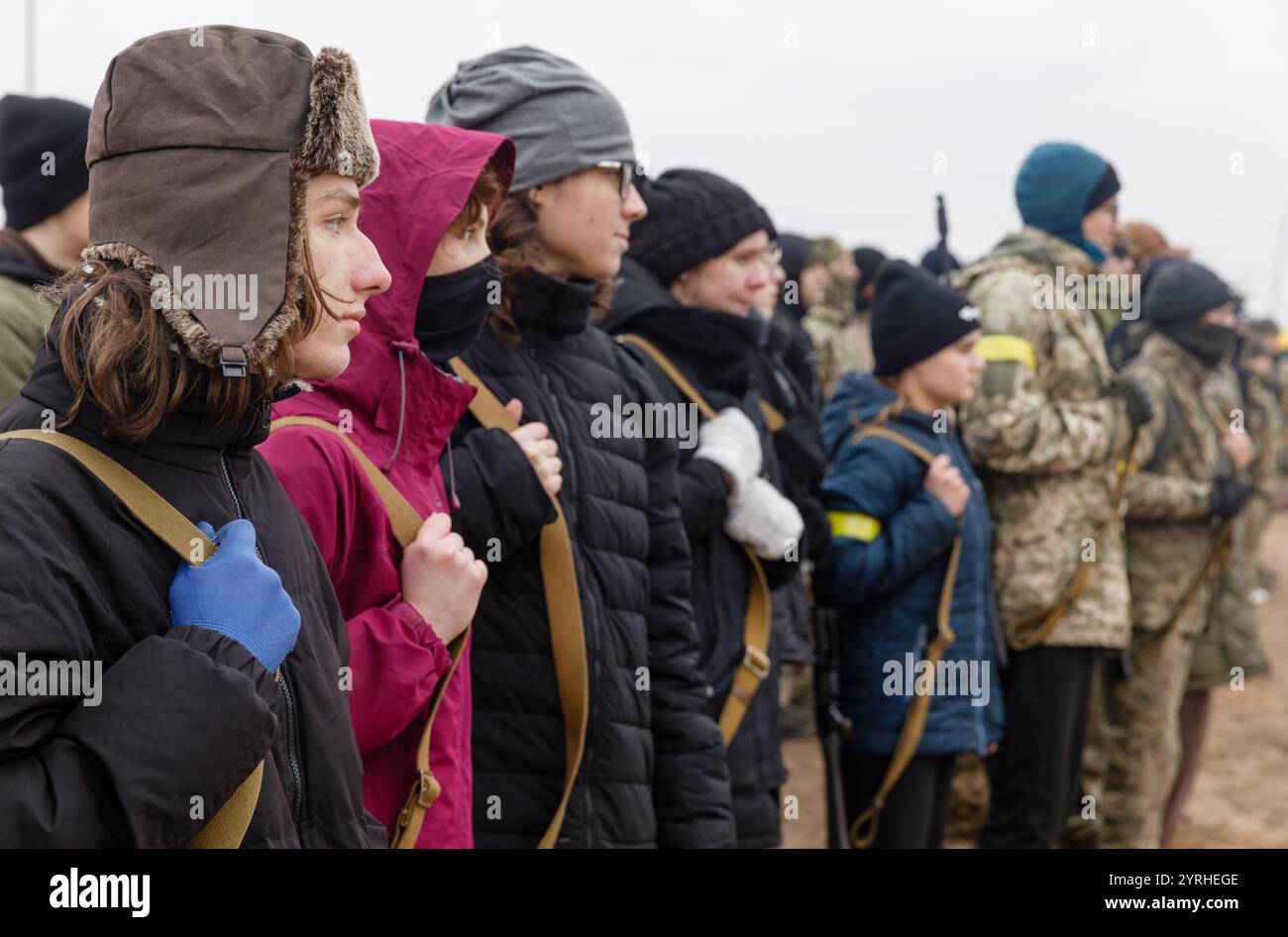 Kyiv, Ukraine. 16th Nov, 2024. A group of young men and women are seen ...