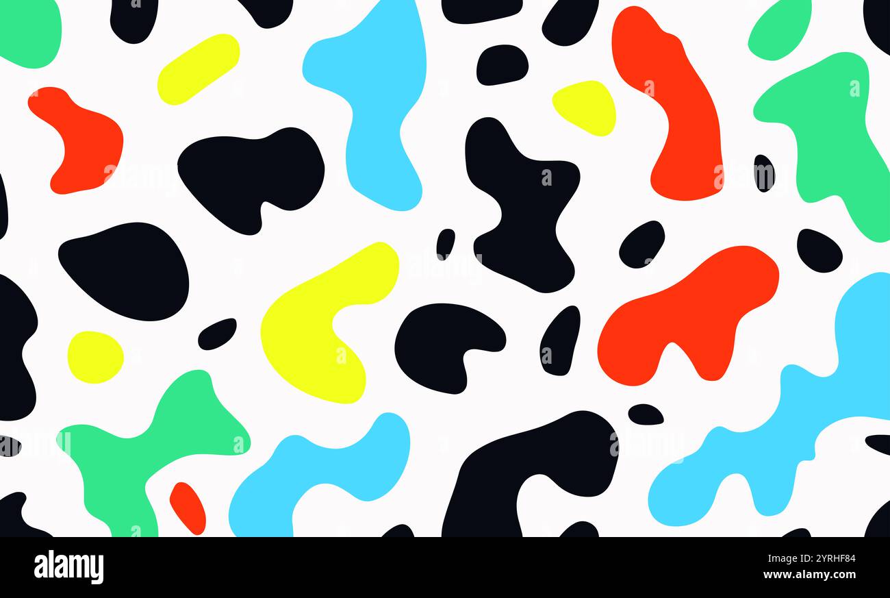 A lively abstract illustration featuring a seamless pattern of colorful ...