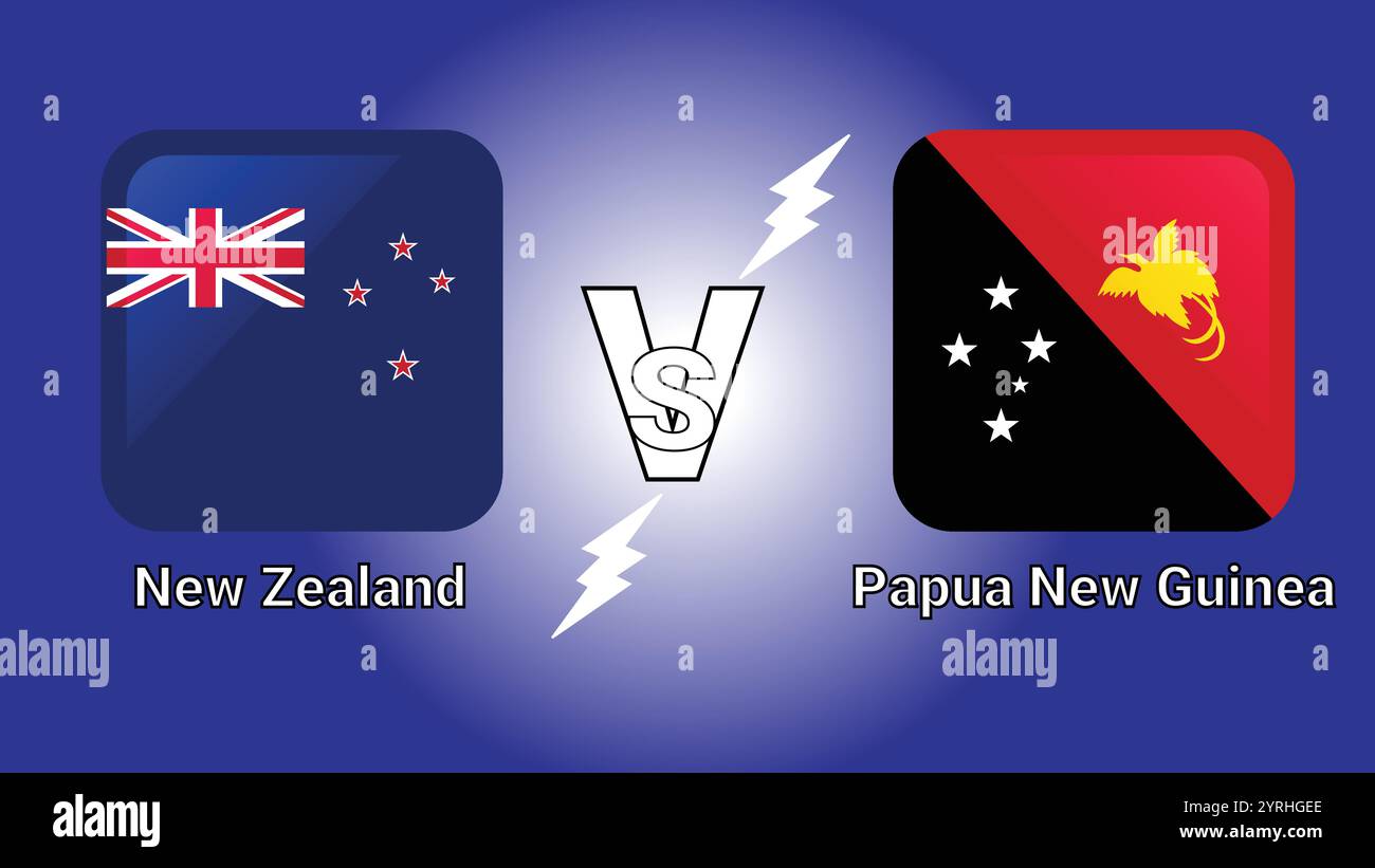 New Zealand Vs Papua New Guinea 3D Illustration vector flags in shaded ...