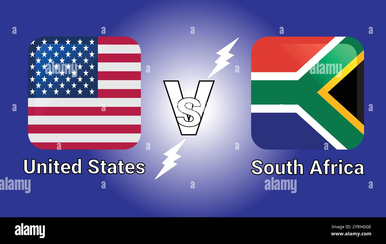 United States Vs South Africa 3D Illustration vector flags in shaded ...