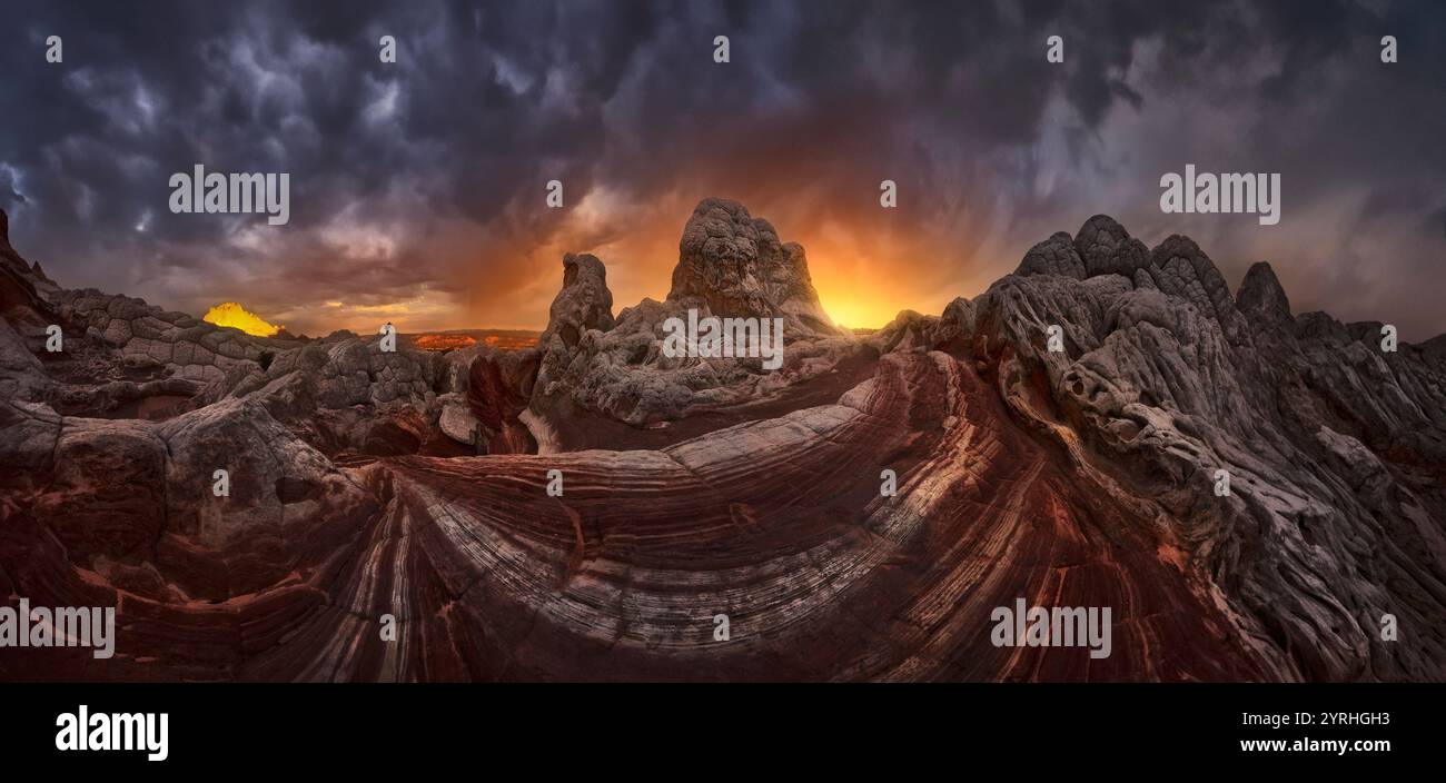 An awe-inspiring landscape showcasing dramatic rock formations under a ...