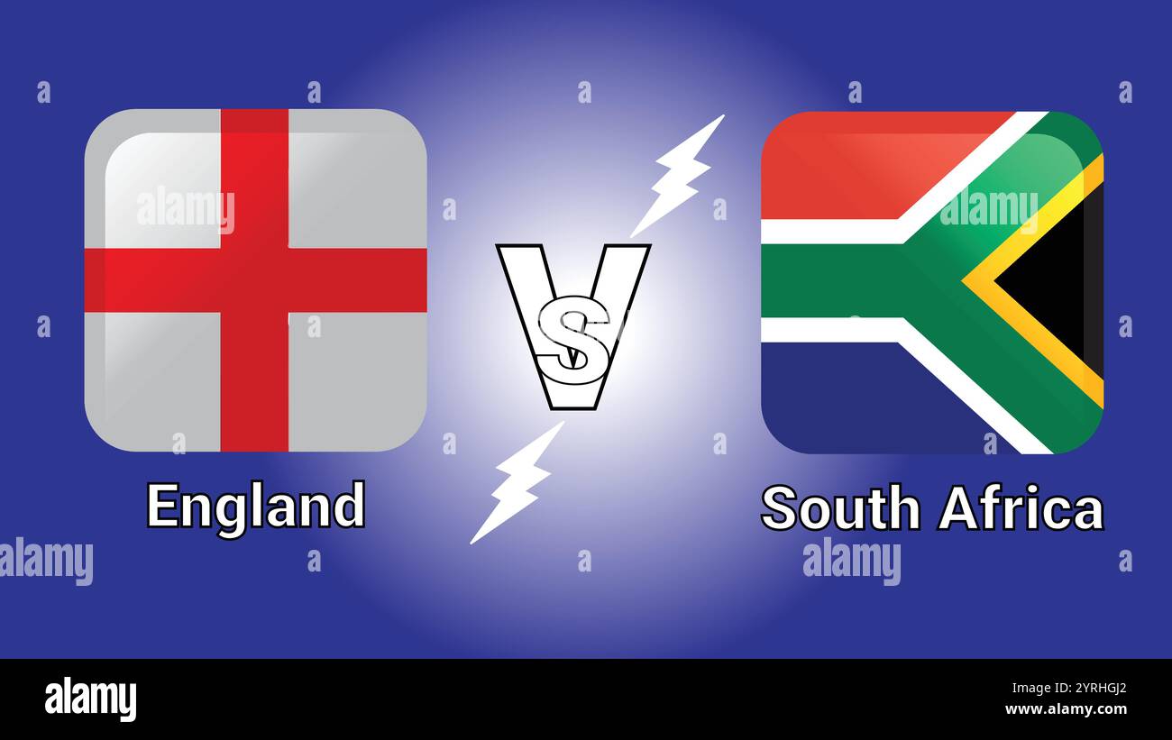 England Vs South Africa 3D Illustration vector flags in shaded Rounded ...